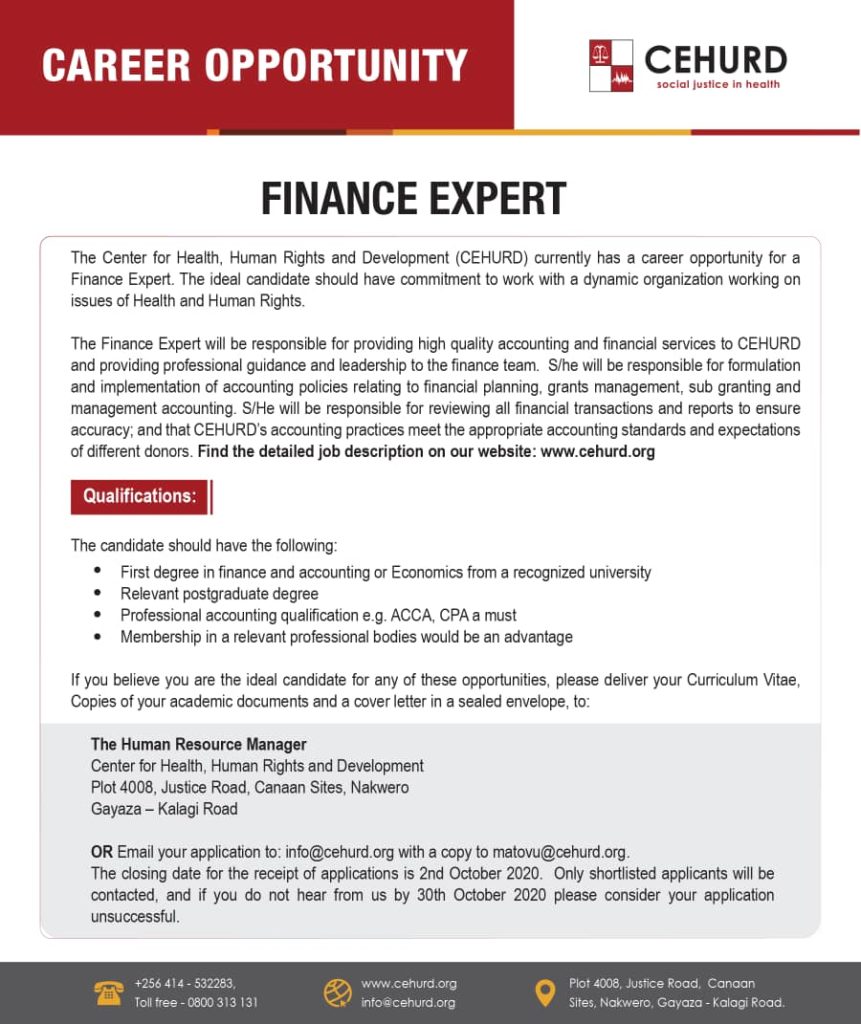 JOB OPENING! Finance Expert - CEHURD