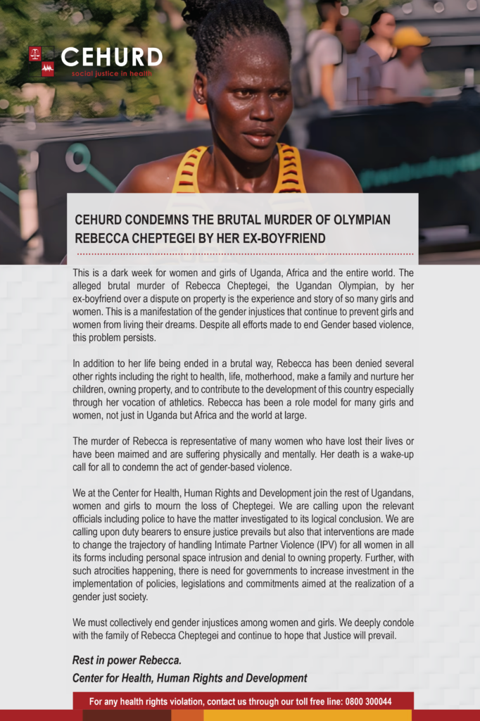 CEHURD Condemns the Brutal Murder of Olympian Rebecca Cheptegei by Her Ex-Boyfriend - CEHURD